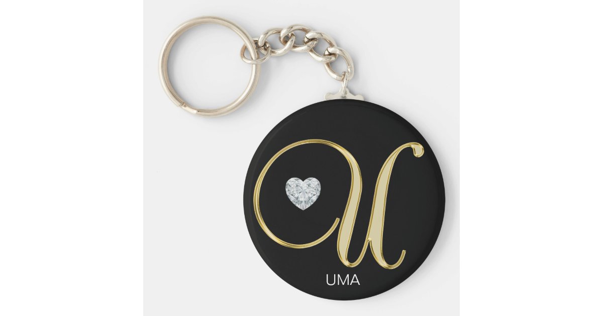 Elegant Personalized Gold Monogrammed Letter U Keychain | Zazzle.com