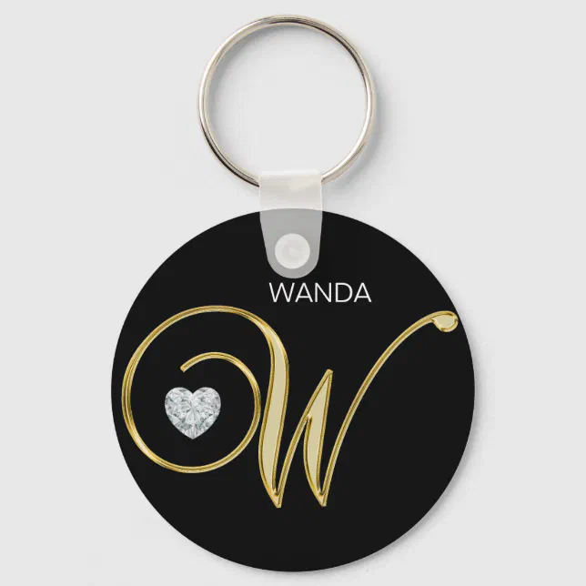 Elegant Personalized Gold Monogrammed Letter W Keychain | Zazzle