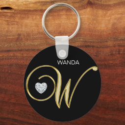 Elegant Personalized Gold Monogrammed Letter W Keychain | Zazzle