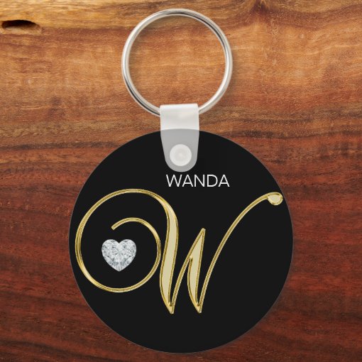 Elegant Personalized Gold Monogrammed Letter W Keychain | Zazzle