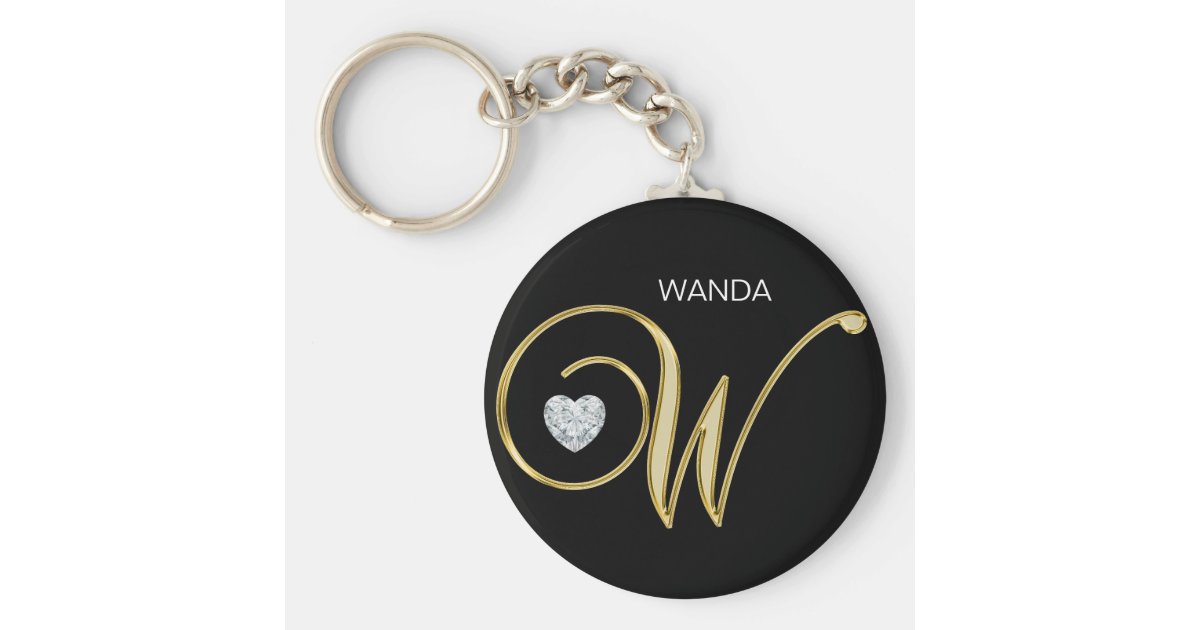 Elegant Personalized Gold Monogrammed Letter W Keychain | Zazzle.com