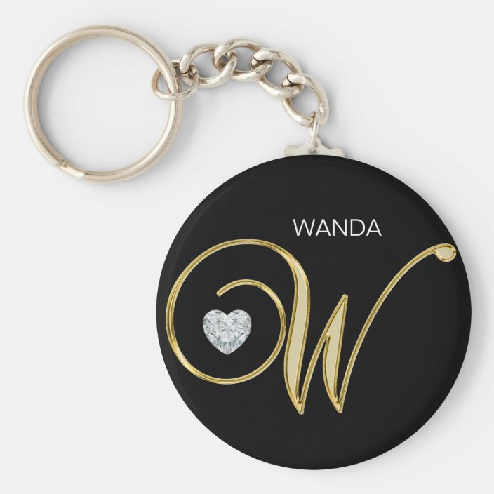 Elegant Personalized Gold Monogrammed Letter W Keychain | Zazzle.com