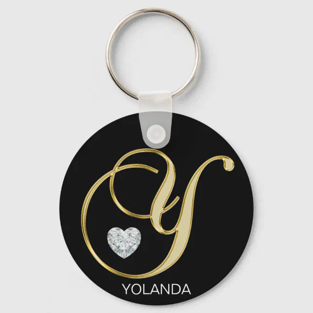 Elegant Personalized Gold Monogrammed Letter Y Keychain | Zazzle