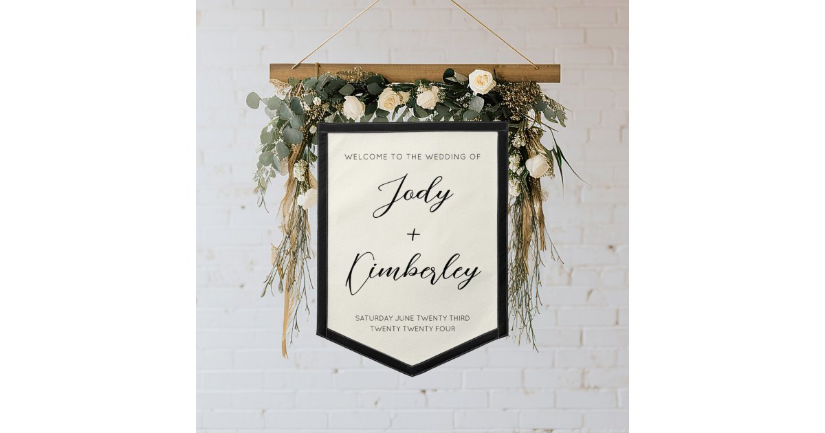 Elegant Personalized Hanging Wedding Welcome Pennant | Zazzle
