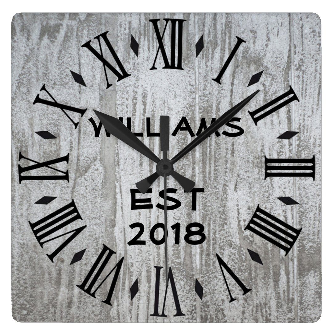 Elegant Personalized Light Wood Square Wall Clock | Zazzle