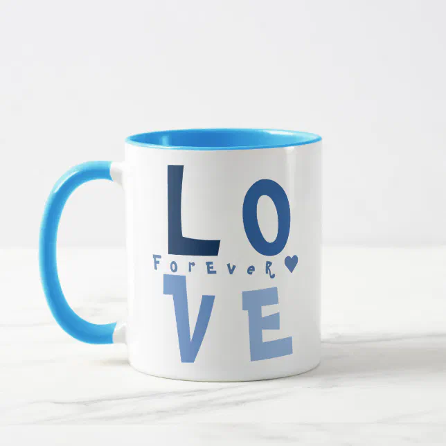 Elegant Personalized LOVE, Name in Blue Typography Mug | Zazzle
