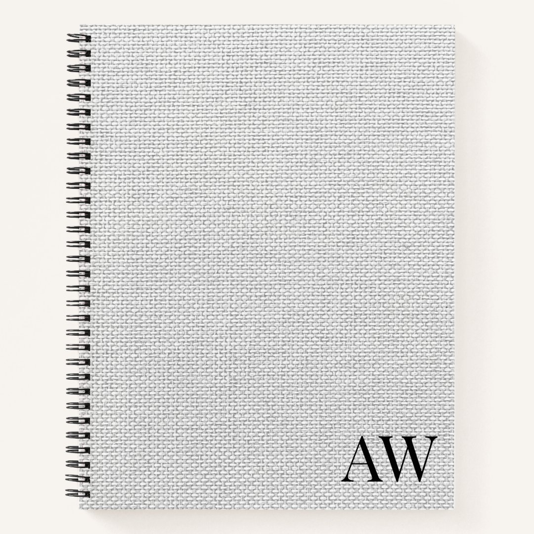 Elegant Personalized Minimalist Linen Name Intials Notebook | Zazzle