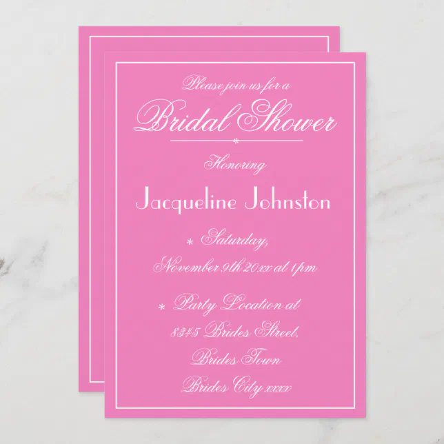 Elegant Personalized Modern Classic Bridal Shower Invitation | Zazzle