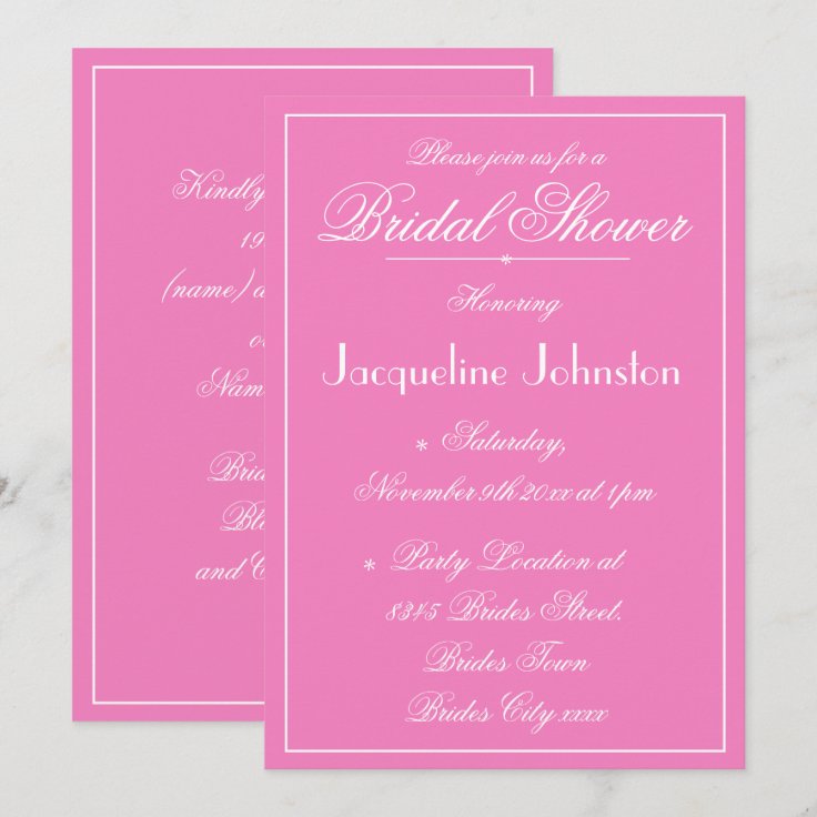 Elegant Personalized Modern Classic Bridal Shower Invitation | Zazzle