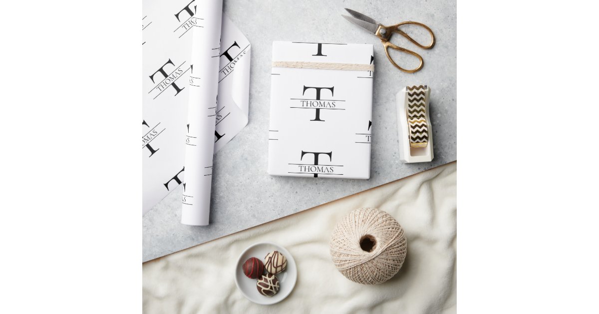 Elegant Personalized Monogram Custom Name Pattern Wrapping Paper | Zazzle