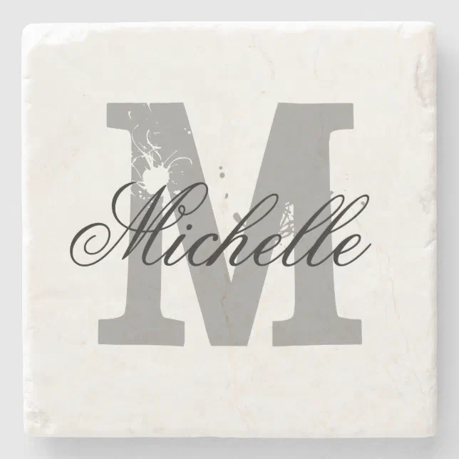 Elegant personalized monogram letter stone coaster | Zazzle