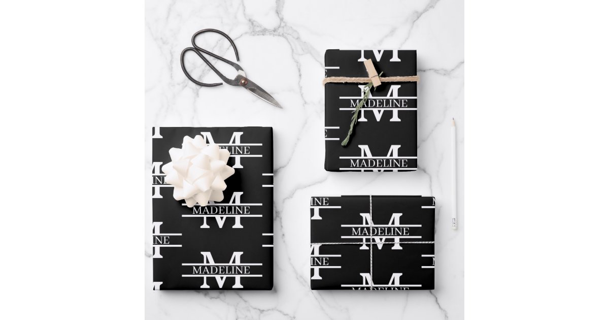 Elegant Personalized Monogram Name Custom Wrapping Paper Sheets | Zazzle