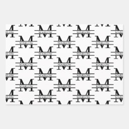 Elegant Personalized Monogram Name Custom Wrapping Paper Sheets | Zazzle