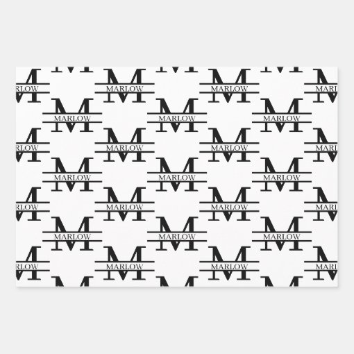 Elegant Personalized Monogram Name Custom Wrapping Paper Sheets | Zazzle