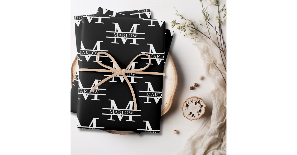 Elegant Personalized Monogram Name Custom Wrapping Wrapping Paper ...