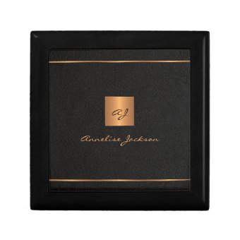 Elegant personalized monogram name script black gift box | Zazzle