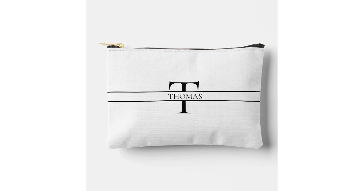 Elegant Personalized Monogrammed Custom Name Accessory Pouch | Zazzle