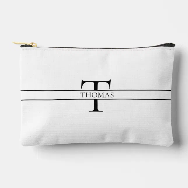 Elegant Personalized Monogrammed Custom Name Accessory Pouch | Zazzle