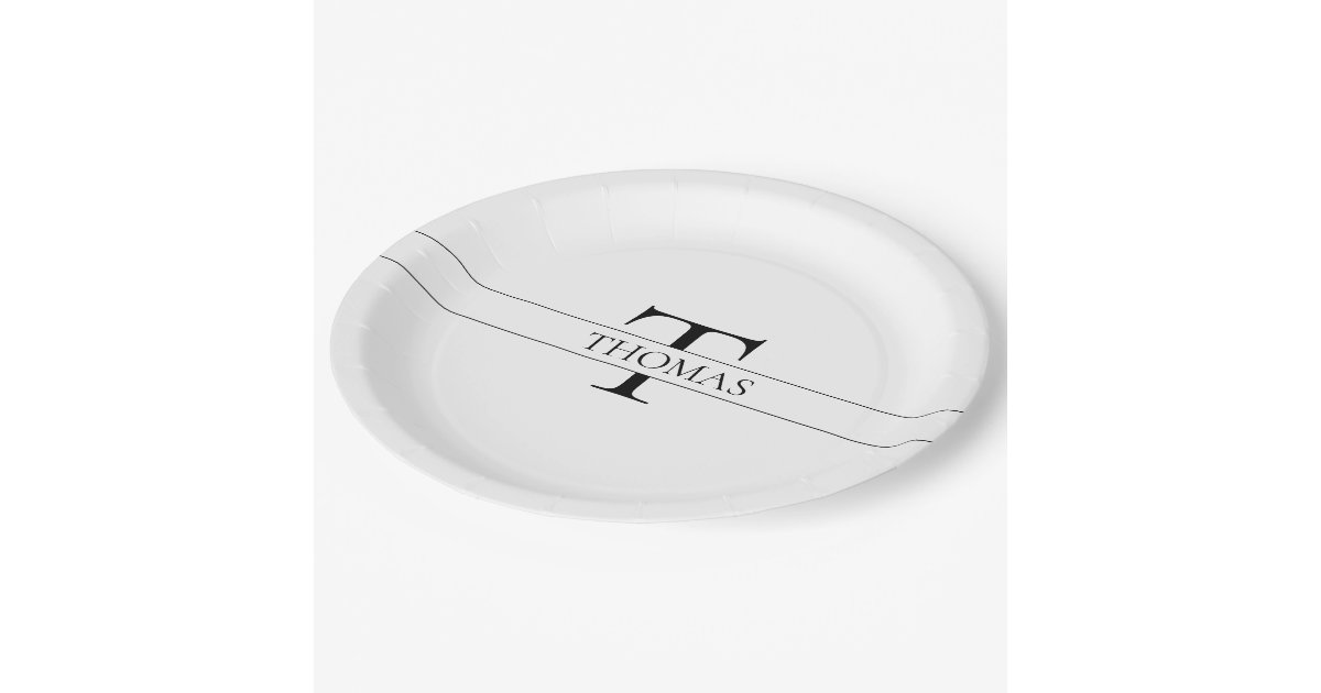 Elegant Personalized Monogrammed Custom Name Paper Plates | Zazzle