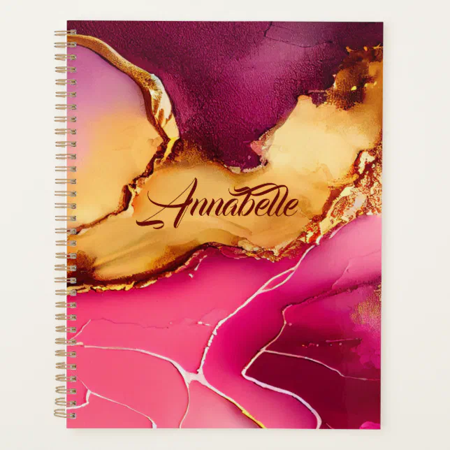 Elegant Personalized Planner Pink and Gold Marble | Zazzle