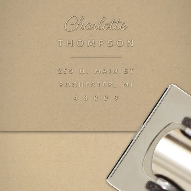 Elegant Personalized Script Name Address Embosser | Zazzle