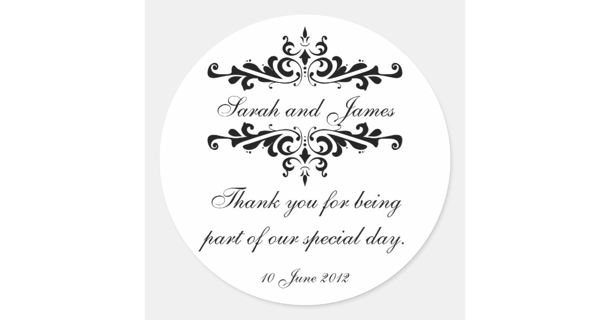 Elegant Personalized Thank You Wedding Sticker | Zazzle