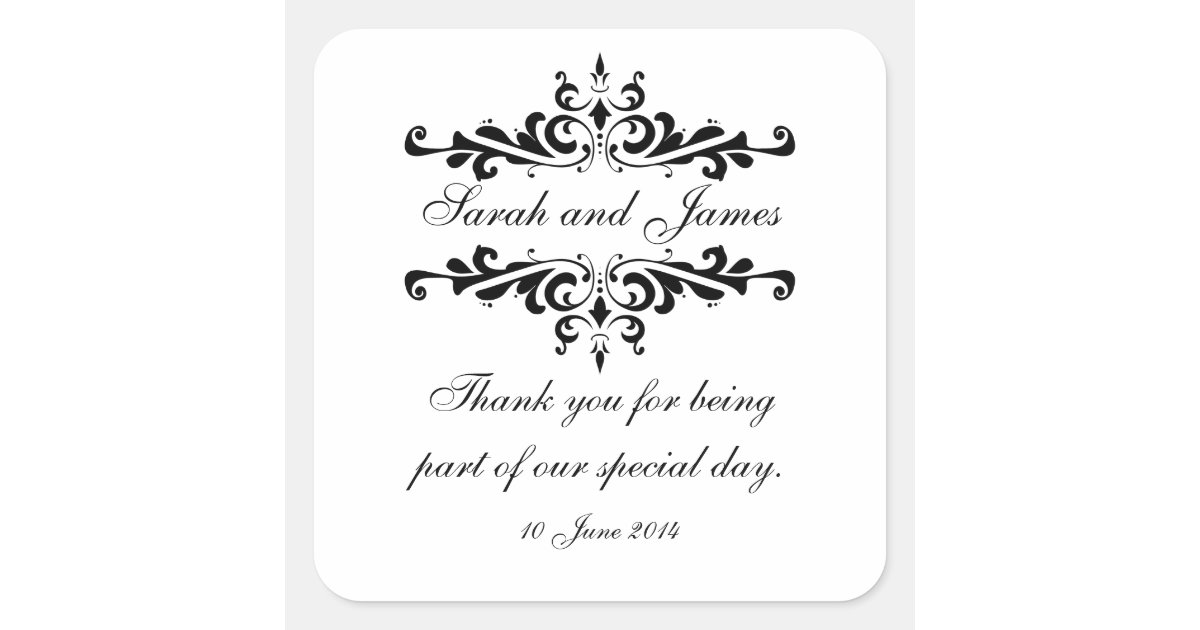 Elegant Personalized Thank You Wedding Stickers | Zazzle