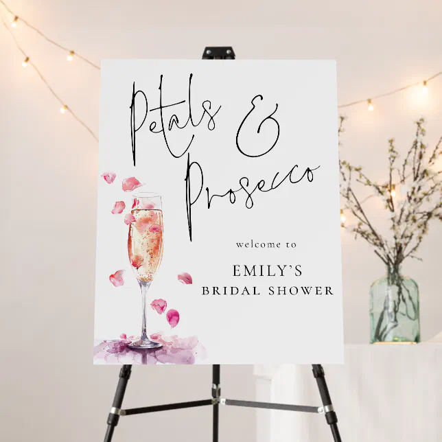 Elegant Petals Prosecco Welcome to Bridal Shower Foam Board | Zazzle