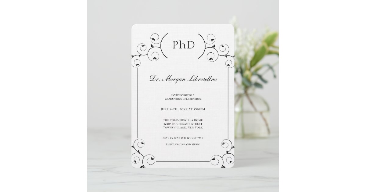 Elegant PhD Graduation Invitation | Zazzle