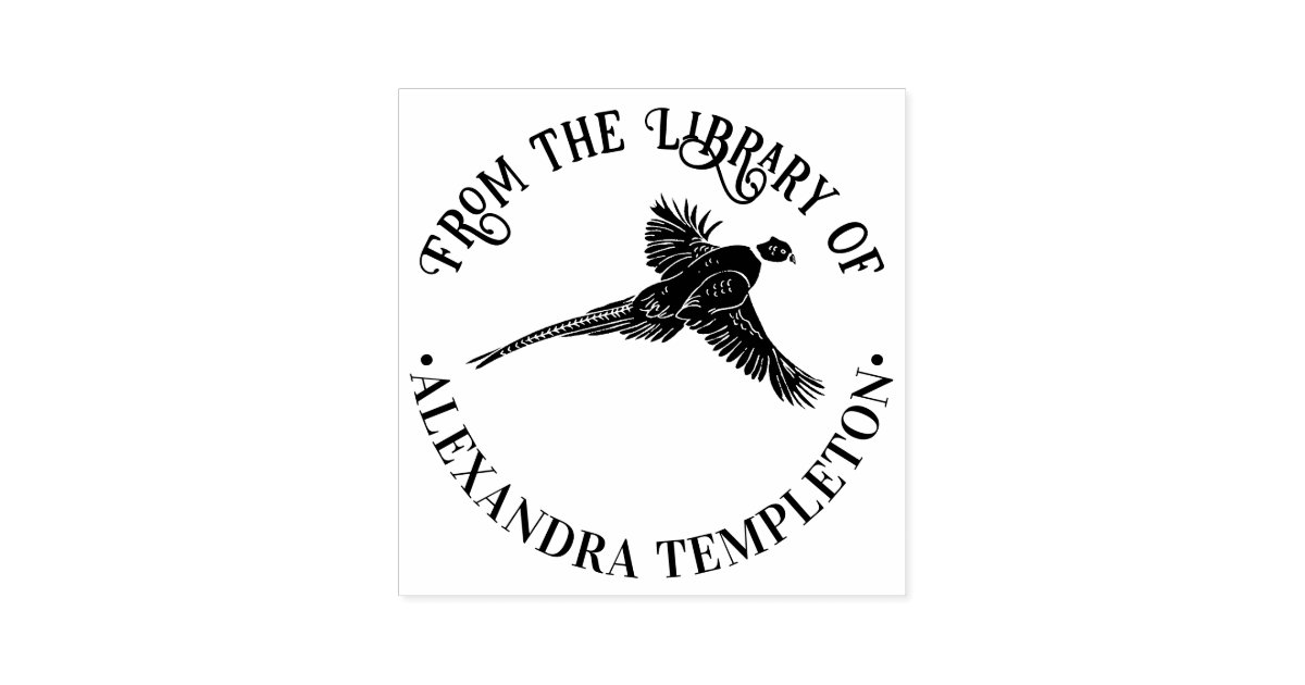 Elegant Pheasant Game Bird Sil Library Book Name Self-inking Stamp | Zazzle