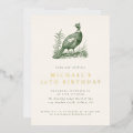 Elegant Pheasant Hunting Green Adult Birthday Foil Invitation | Zazzle