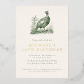 Elegant Pheasant Hunting Green Adult Birthday Foil Invitation | Zazzle