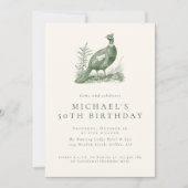 Elegant Pheasant Hunting Green Adult Birthday Invitation | Zazzle