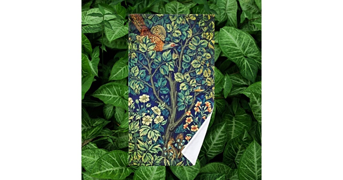 Elegant Pheasant Inspired by William Morris Hand Towel | Zazzle
