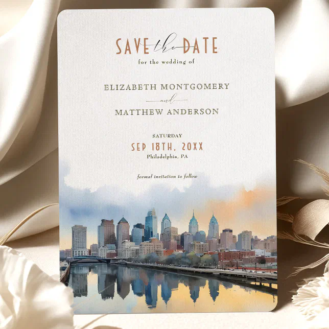 Elegant Philadelphia, Pennsylvania Save-the-Date Invitation | Zazzle