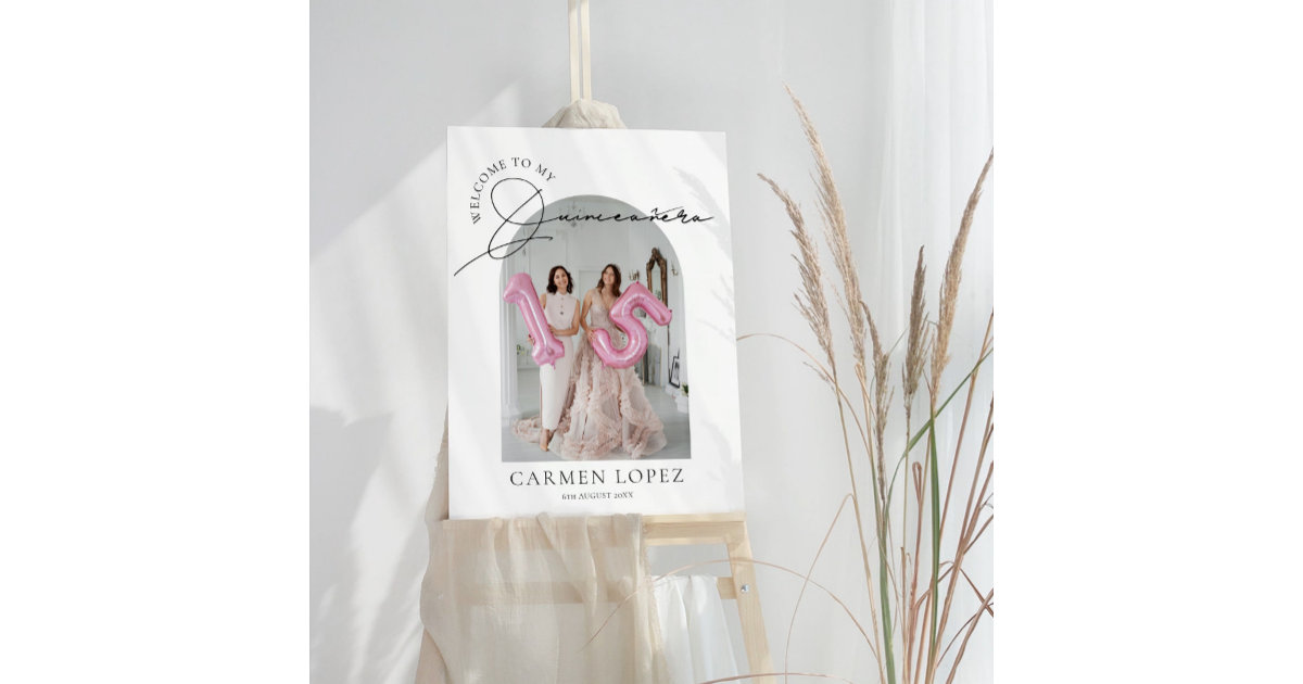 Elegant Photo Arch Quinceanera Welcome Sign | Zazzle
