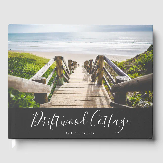 Elegant Photo Beach House Vacation Rental Guest Book | Zazzle