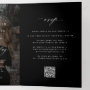 Elegant photo black wedding RSVP details QR code Tri-Fold Invitation ...