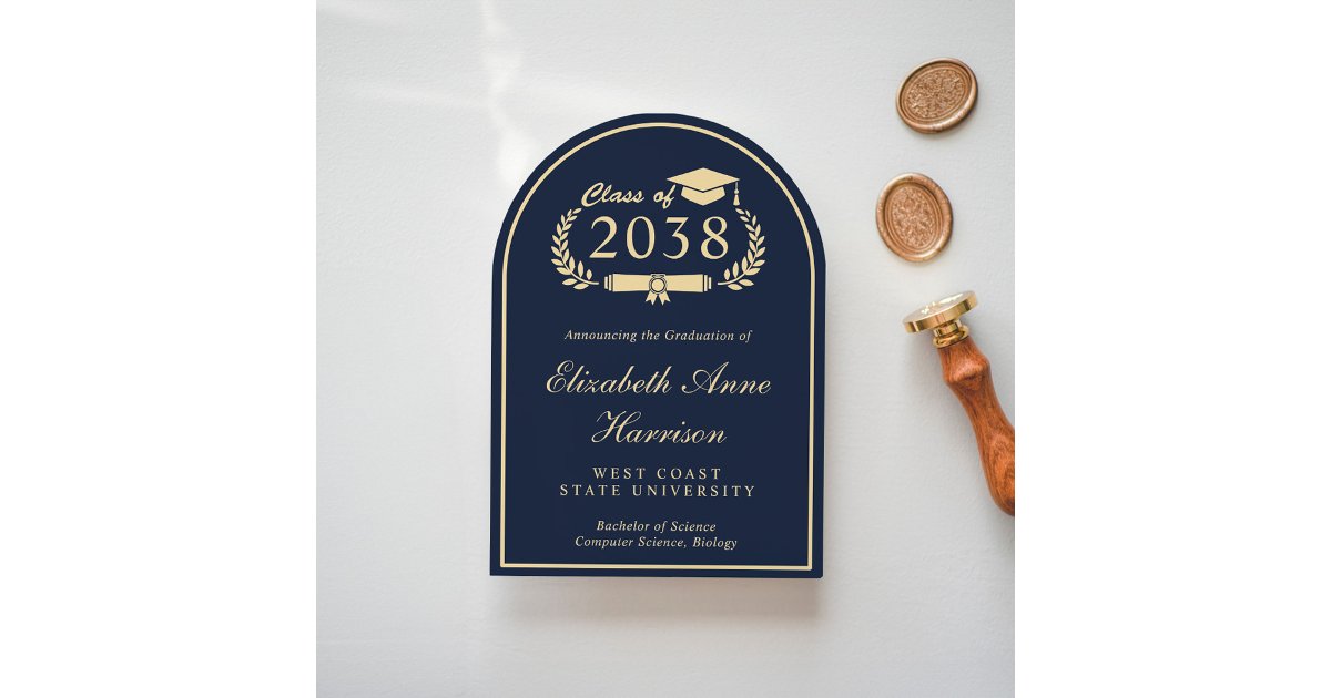 Elegant Photo Blue College Graduation Announcement | Zazzle
