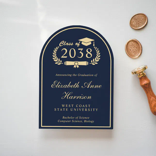 Elegant Photo Blue College Graduation Announcement | Zazzle