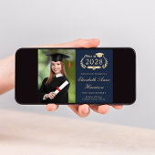 Elegant Photo Blue College Graduation Party Invitation | Zazzle