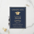 Elegant Photo Blue College Graduation Party Invitation Postcard | Zazzle