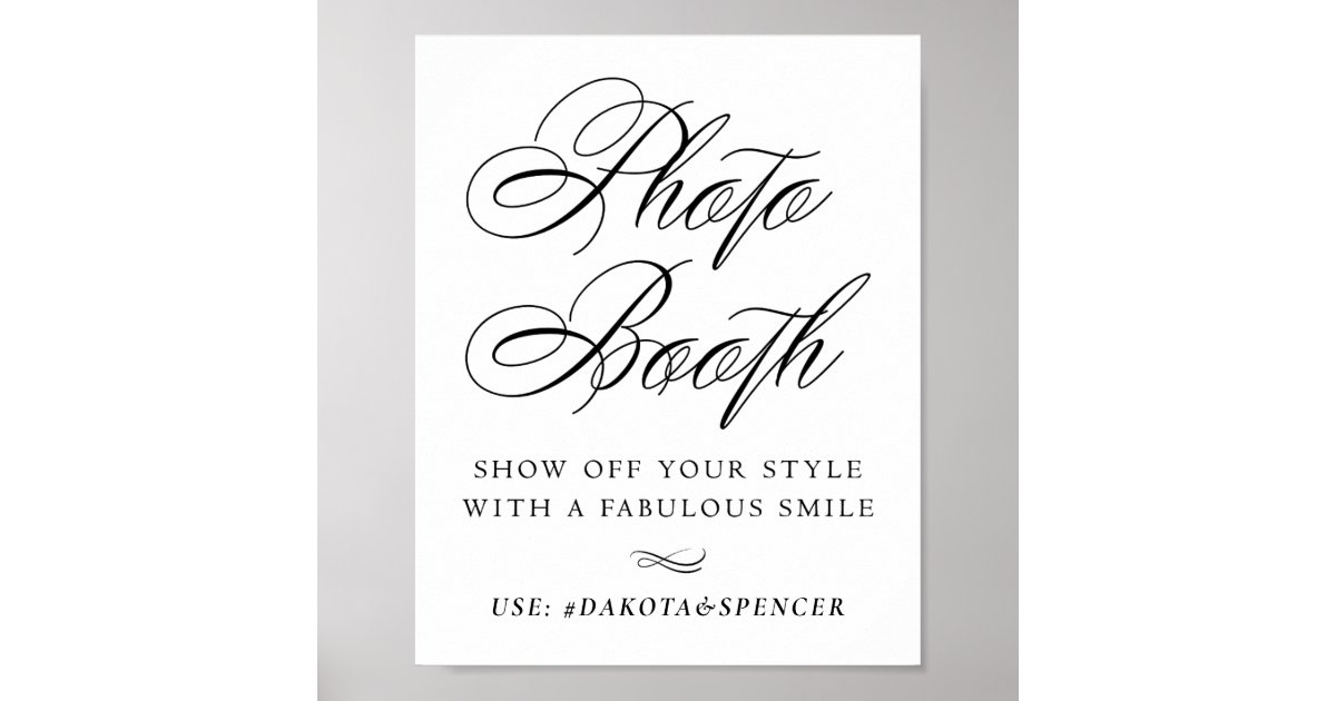 Elegant Photo Booth Smile Black Calligraphy | Chic Poster | Zazzle