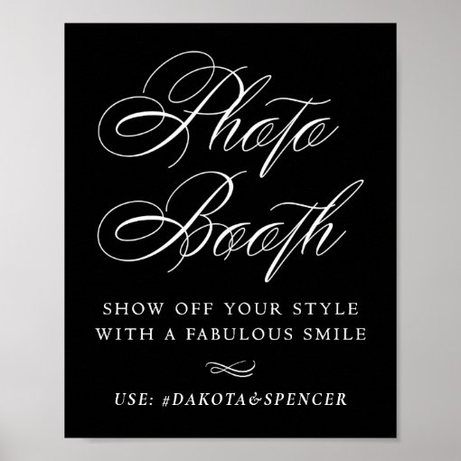 Elegant Photo Booth Smile White Calligraphy | Chic Poster | Zazzle