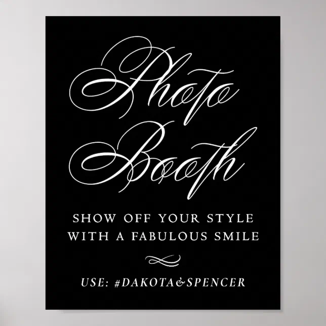 Elegant Photo Booth Smile White Calligraphy | Chic Poster | Zazzle