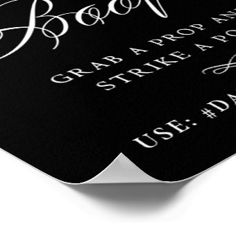 Elegant Photo Booth Strike a Pose | White Script Poster | Zazzle