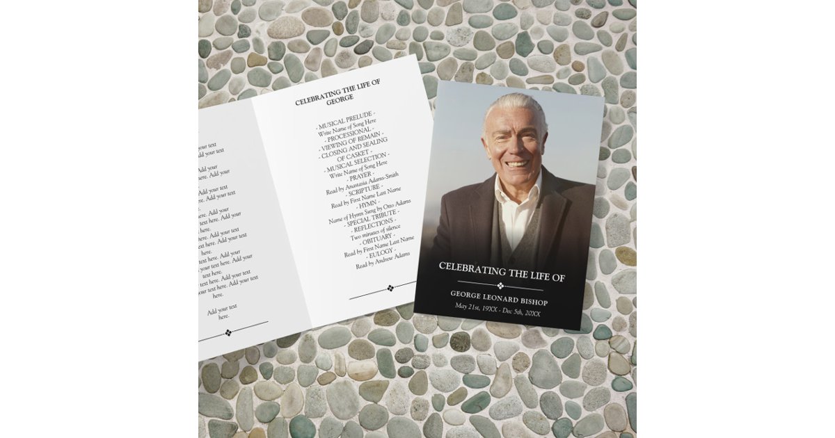 Elegant Photo Celebration of Life Funeral Program | Zazzle