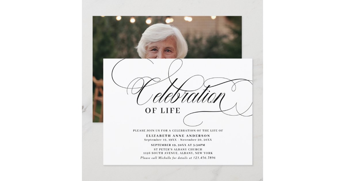 Elegant Photo Celebration Of Life Invitation | Zazzle