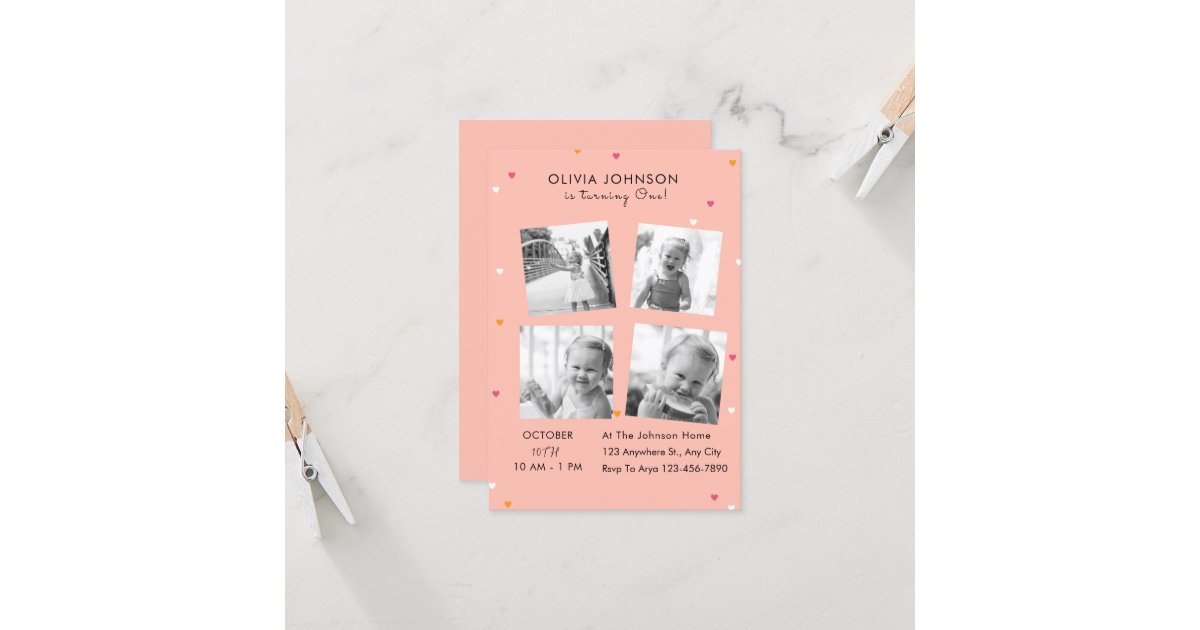 Elegant Photo Collage Birthday Party Invitation | Zazzle