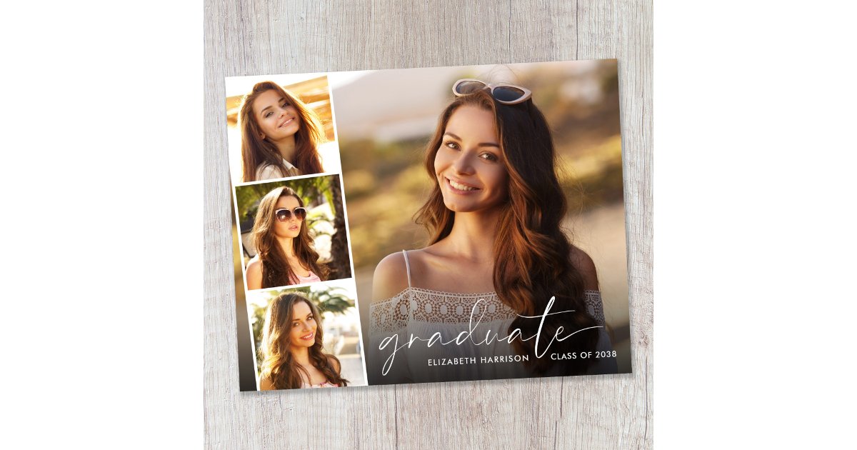 Elegant Photo Collage Graduation Announcement | Zazzle